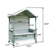 Outdoor wooden bench with roof, arched pergola with storage cabinet ...