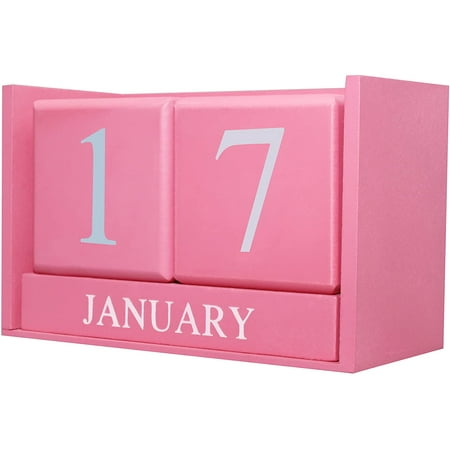 MAFNIO Rustic Wooden Cubes Calendar Home Office Decoration Chic Blocks ...