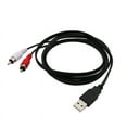 5ft USB A Male to 2x RCA Phono Male AV Cable Lead PC TV Aux Audio Video ...