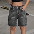 Byoo Tween Girl's Retro Denim Bermuda Shorts Washed Black Straight Fit ...