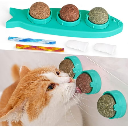 Lepai Catnip Balls, Edible Spinning Silvervine Gall Nut Licking Toy ...