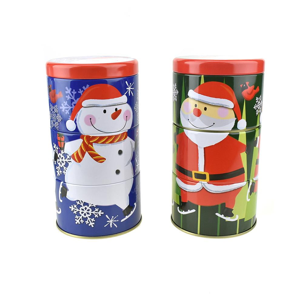 Three-Tiered Stackable Christmas Tin Canisters, 7-1/4-Inch, 2-Piece ...