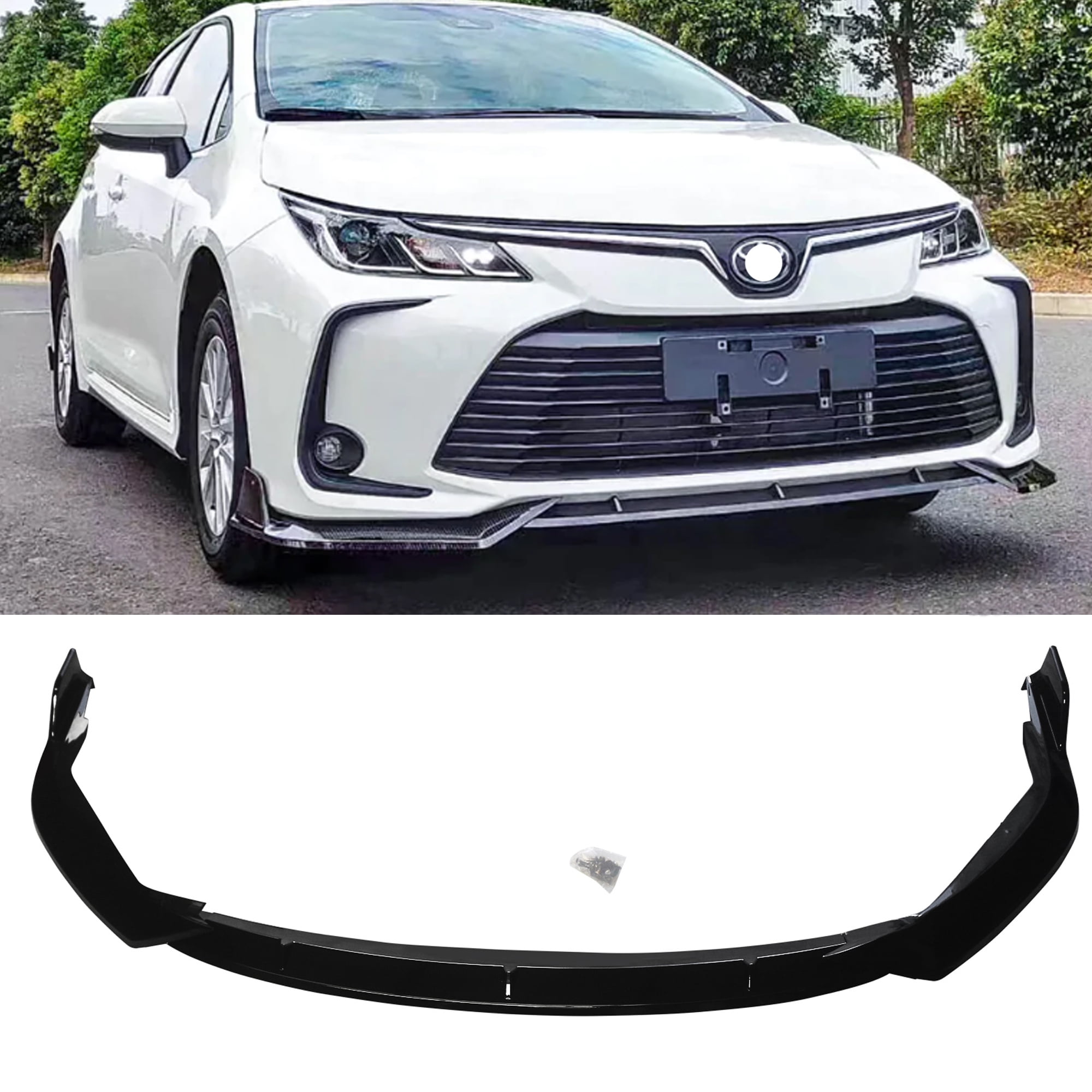 NINTE Front Bumper Lip for 2020 2021 Toyota Corolla SE XSE Gloss Black ...