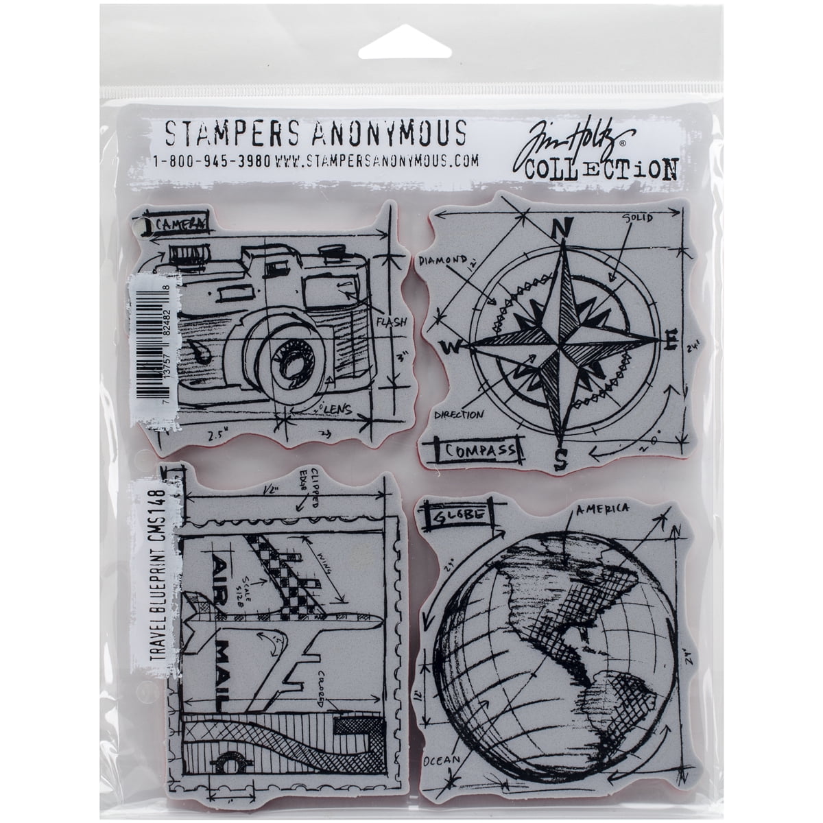 Tim Holtz Cling Stamps 7"X8.5"-Travel Blueprint - Walmart.com