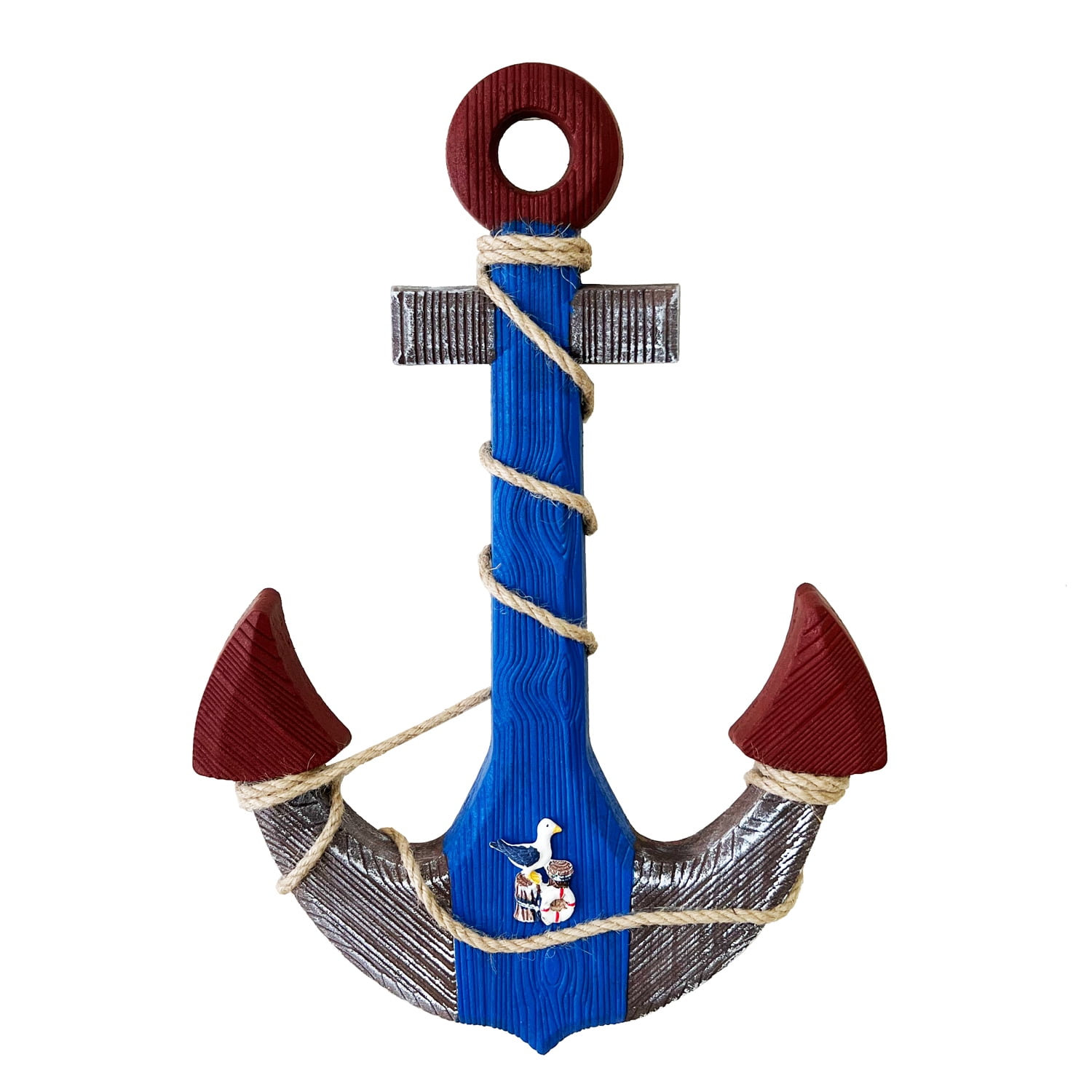 Rustic Wooden Anchor Nautical Themed with Rope Crosses Wall Art Decor ...