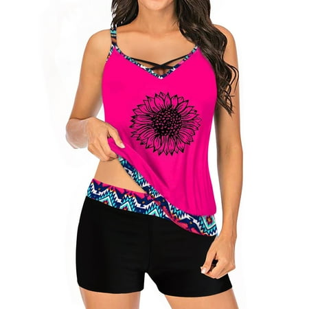 Betiyuaoe One Shoulder Swim Top Split Digital Women's Swimsuit Beach ...