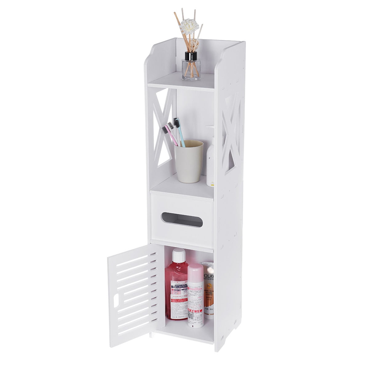 Bathroom Cabinet Free Standing Corner Toilet Storage Chest 4-Tier ...