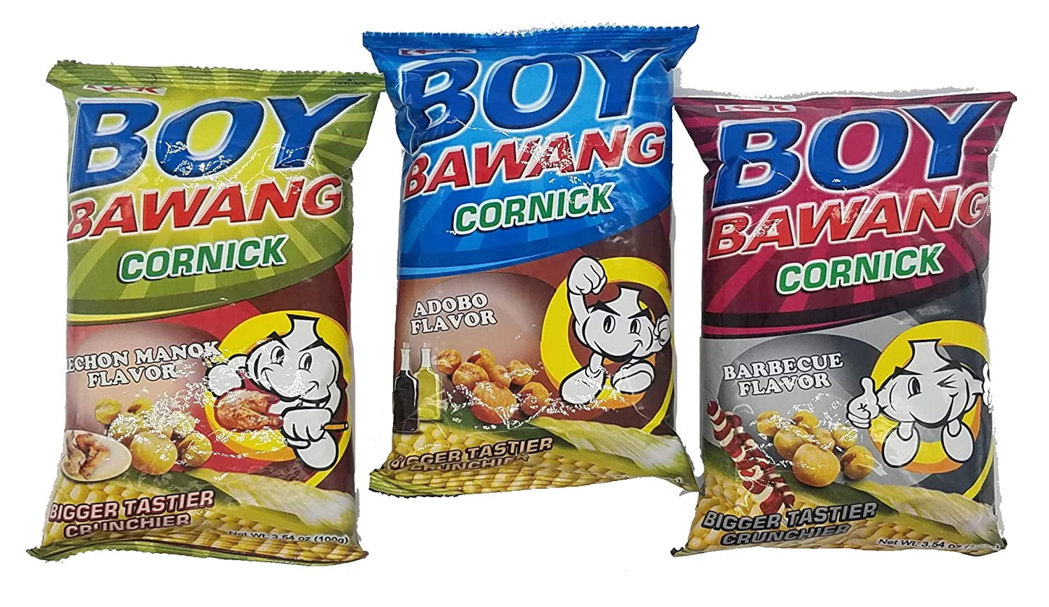 Boy Bawang Cornick Snacks Pack Adobo, BBQ and Lechon Manok Flavor- 100g ...
