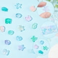 128PCS 4 Colors 4 Style Ocean Theme Transparent Spray Painted Glass ...