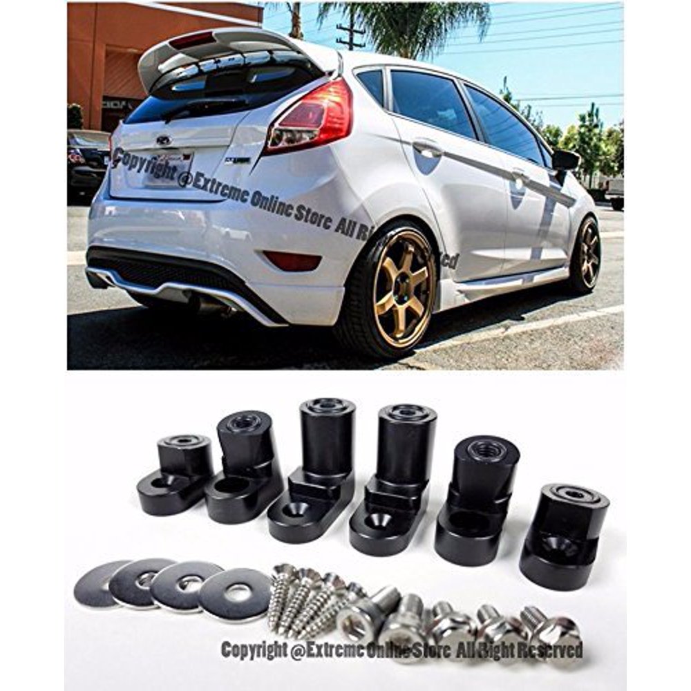 EOS Rear Wing Spoiler Riser Extender Kit Black - For Ford Fiesta ST ...