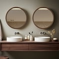 Magnifique Round Mirror for Bathroom with Wood Frame 28", Walnut ...