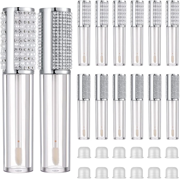 12 Pieces Lip Gloss Tubes Crystal Rhinestone Lip Gloss Wand Tubes Clear ...