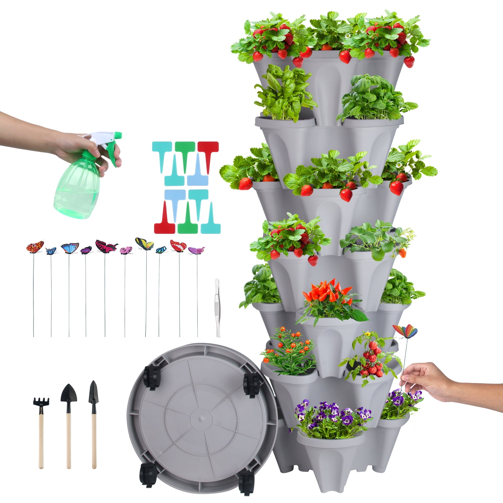 7 Tier Stackable Planter Vertical Garden With Various Accessories for ...