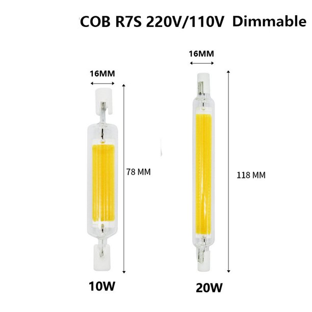 R7S COB Halogen Tungsten Lamp Highlight Flood Light 10W/20W 78mm/118mm ...