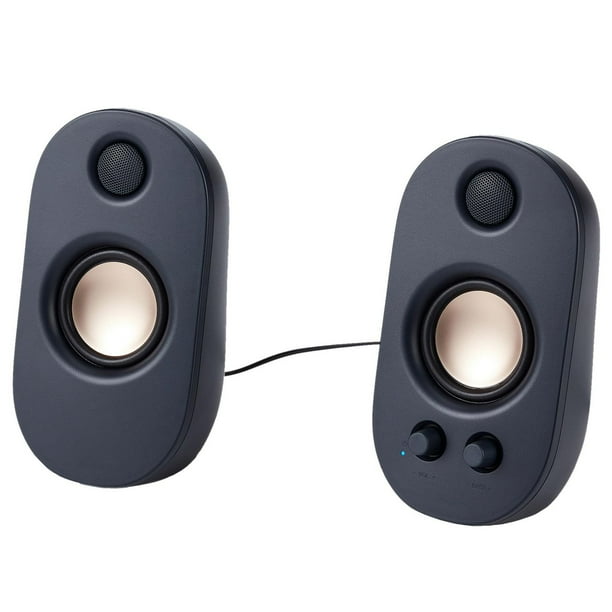 onn. Wired PC Stereo Speakers with 3.5 mm AUX Connector, Integrated ...