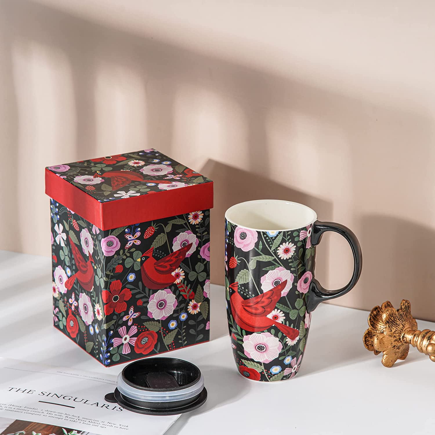 Ceramic Mugs Cardinal Bird Porcelain Latte Tea Cup Coffee Mug with Gift ...