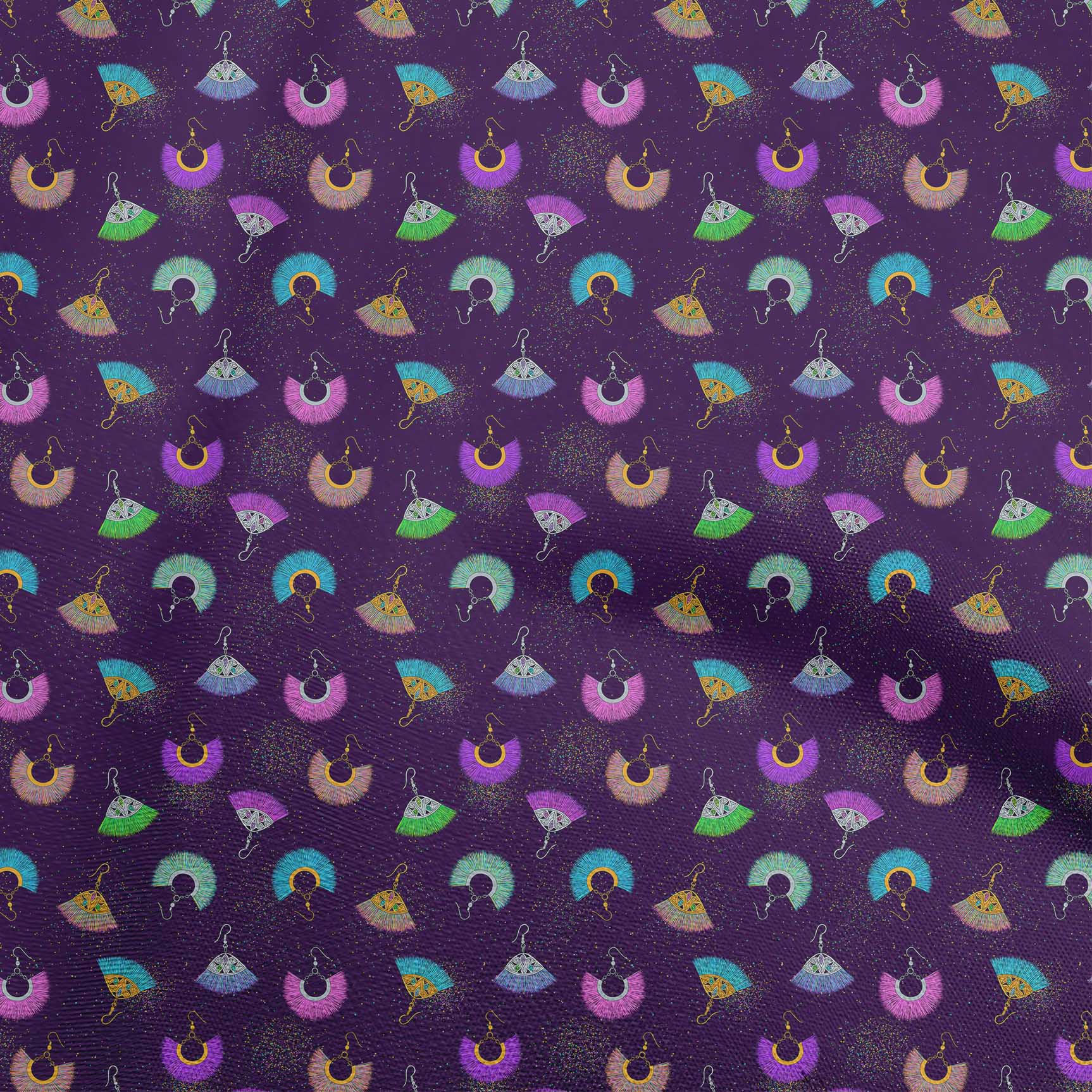 oneOone Cotton Poplin Purple Fabric Kids Safari Print Fabric For Sewing ...