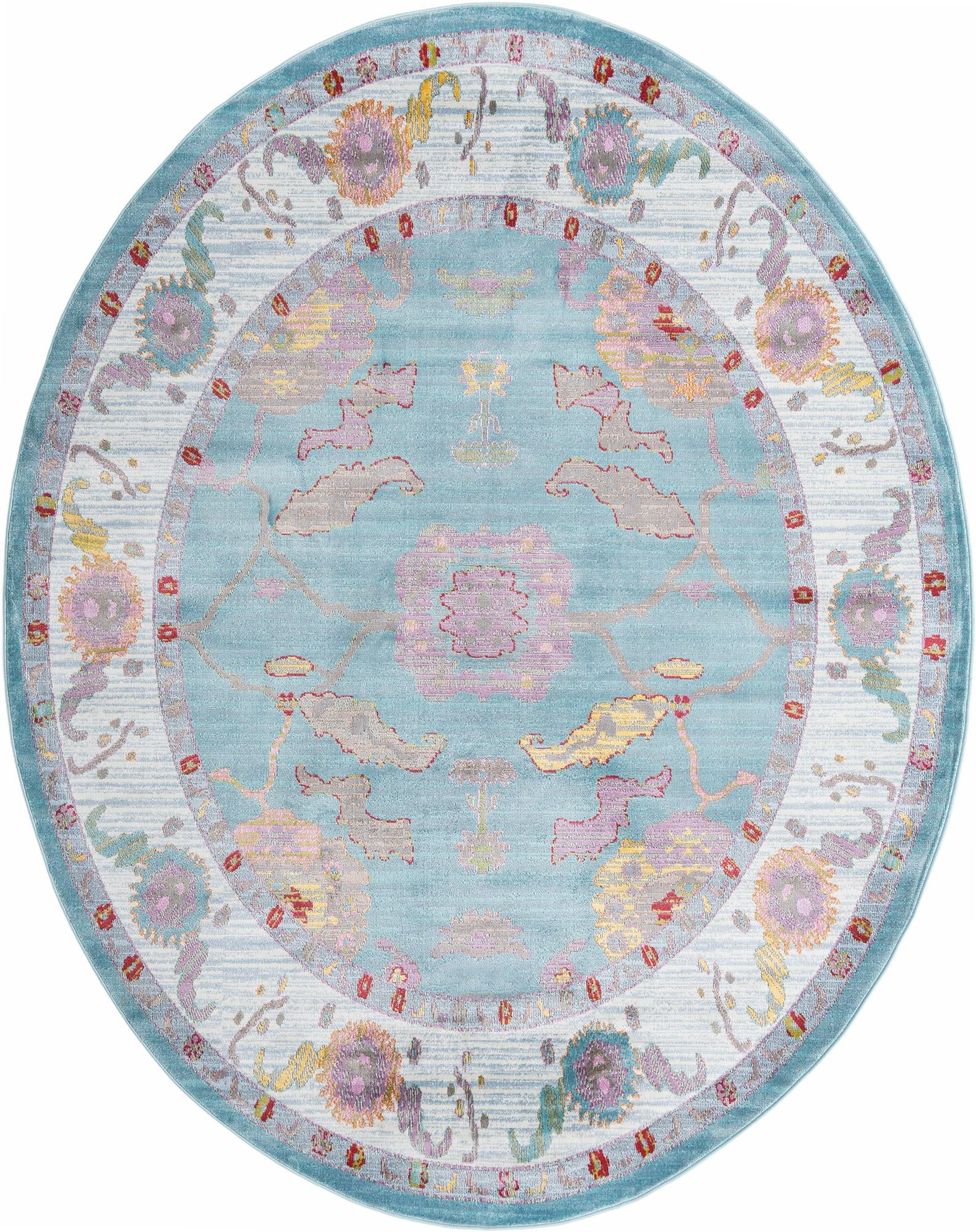 Rugs.com Paragon Collection Rug – 8' x 10' Oval Aqua Medium-Pile Rug ...