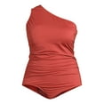 Time And Tru Womens And Womens Plus Shirred One Shoulder One Piece