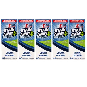 Stain Away Plus Denture Cleanser, 4 Pack, 8.1 Ounce, Whitens ...
