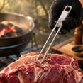 BBQ Fork Semi Automatic Stainless Steel Barbecue Grilling Skewer Quick ...