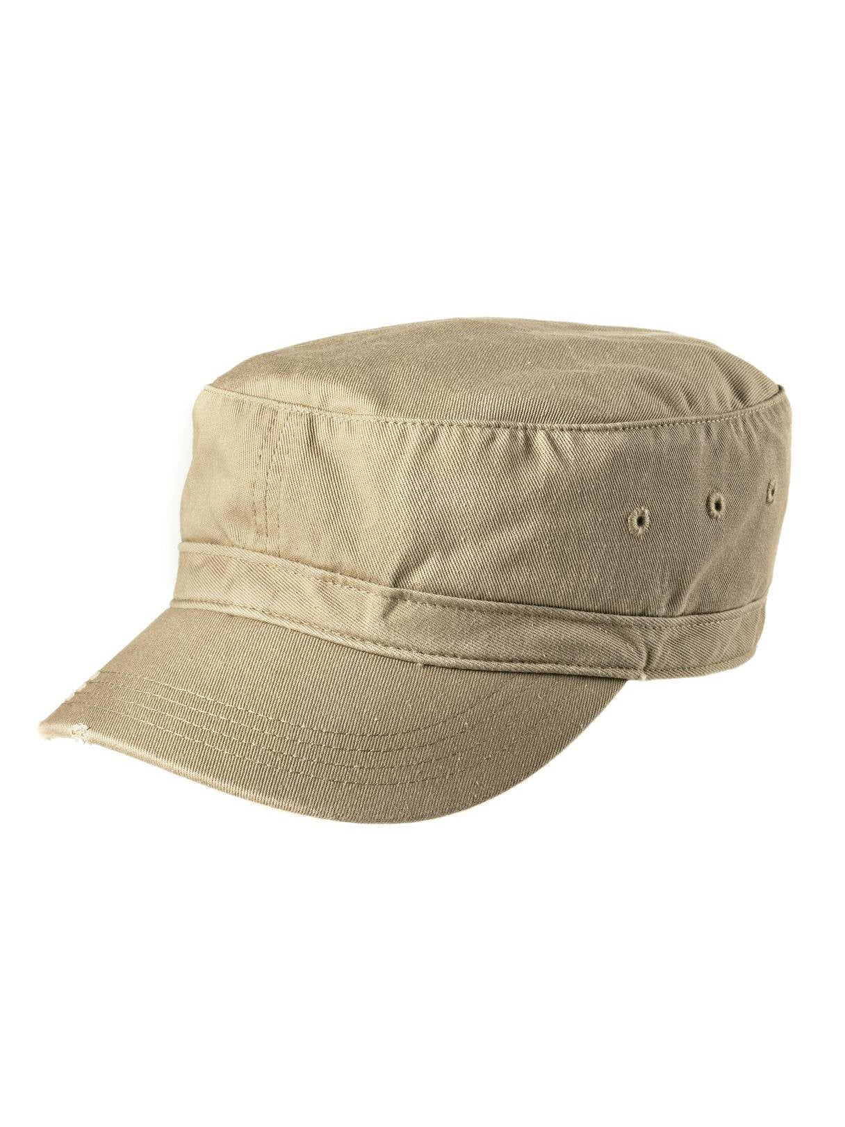 District Threads Distressed Military Style twill Hat. DT605, Khaki ...