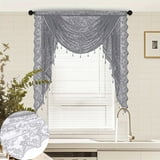 Yesbay Black Beaded Lace Waterfall Valance Lightweight Breathable Easy ...