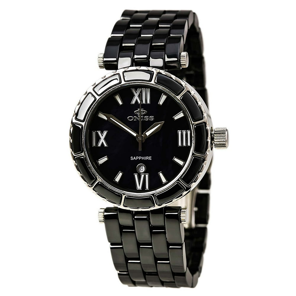 Oniss Paris - ON834-L BLK Women's Swiss Made Black Ceramic Watch ...