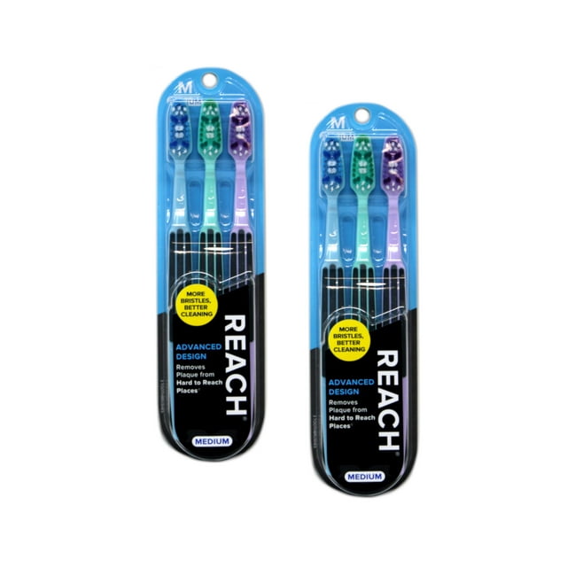 Reach Advanced Design Toothbrushes Medium, 3 Count - Pack of 2 ...