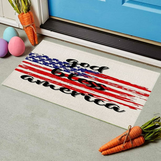 Door Mat American Flag Decorative Welcome Non-Slip and Washable Doormat ...