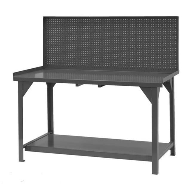 Heavy Duty Steel & Iron Pegboard Workbench with Back & End Stops - 60 x ...