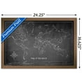 Chalk Map - World Wall Poster, 14.725" x 22.375", Framed - Walmart.com