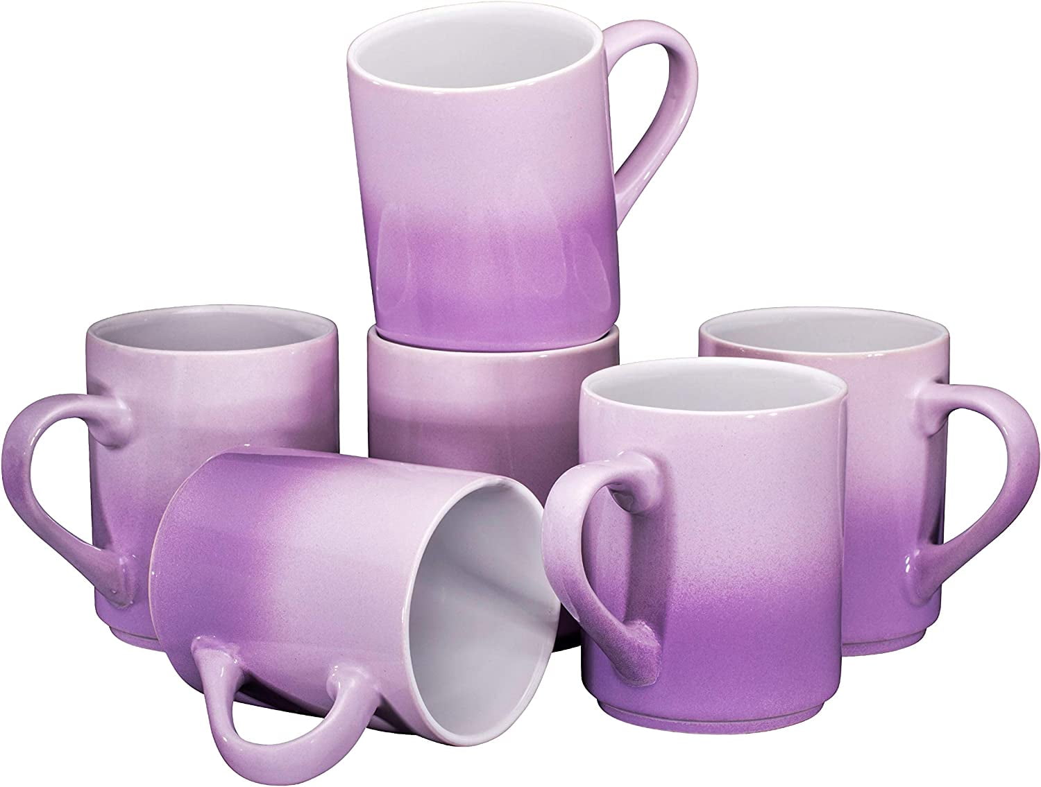 Porcelain 12oz Coffee Mugs Set of 6 (Gradient Purple) - Walmart.com
