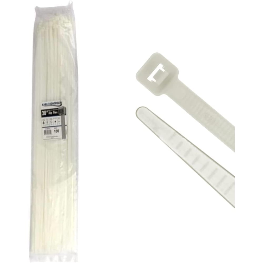 Kable Kontrol Clear Zip Ties - 28" Inch Long Heavy Duty - Natural Nylon ...
