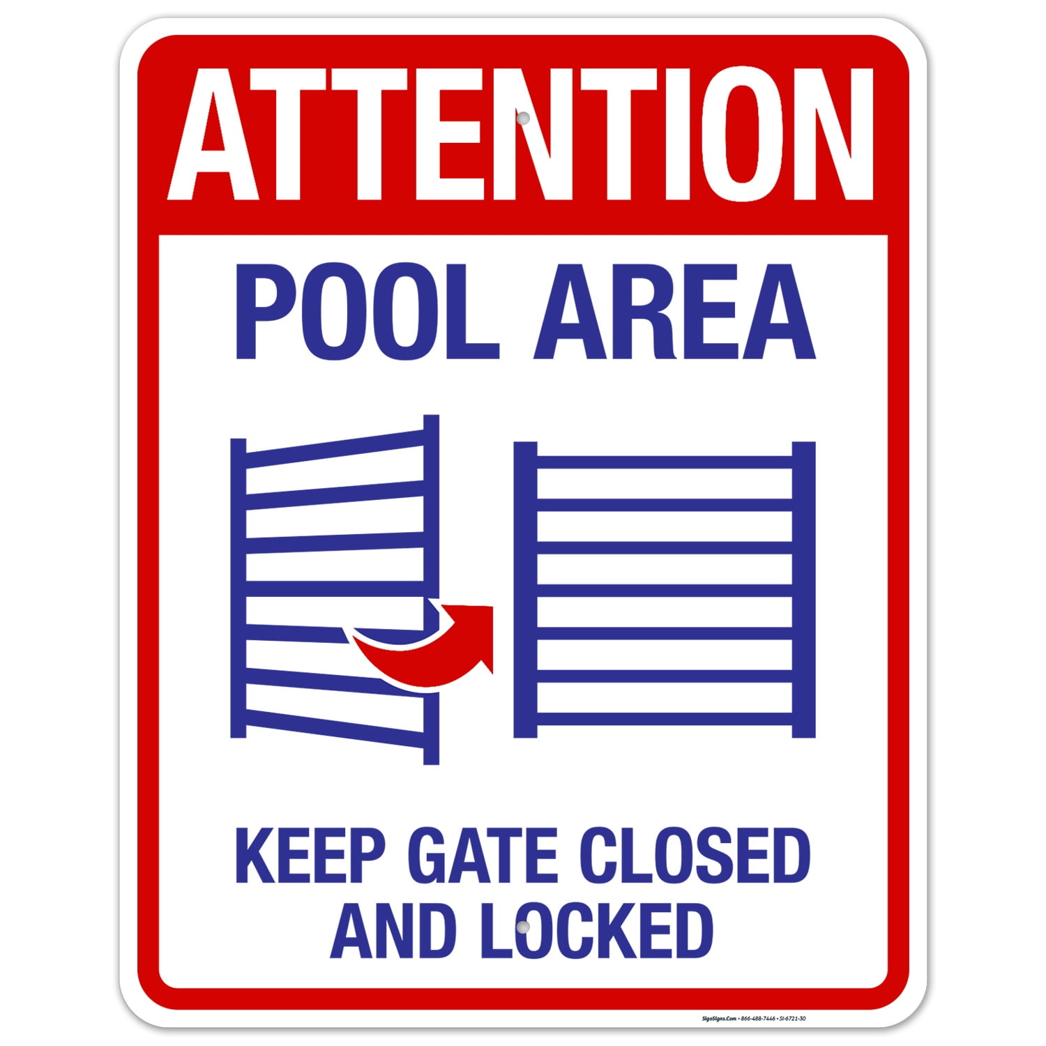 Attention Pool Area Keep Gate Closed And Locked Sign, Pool Sign ...
