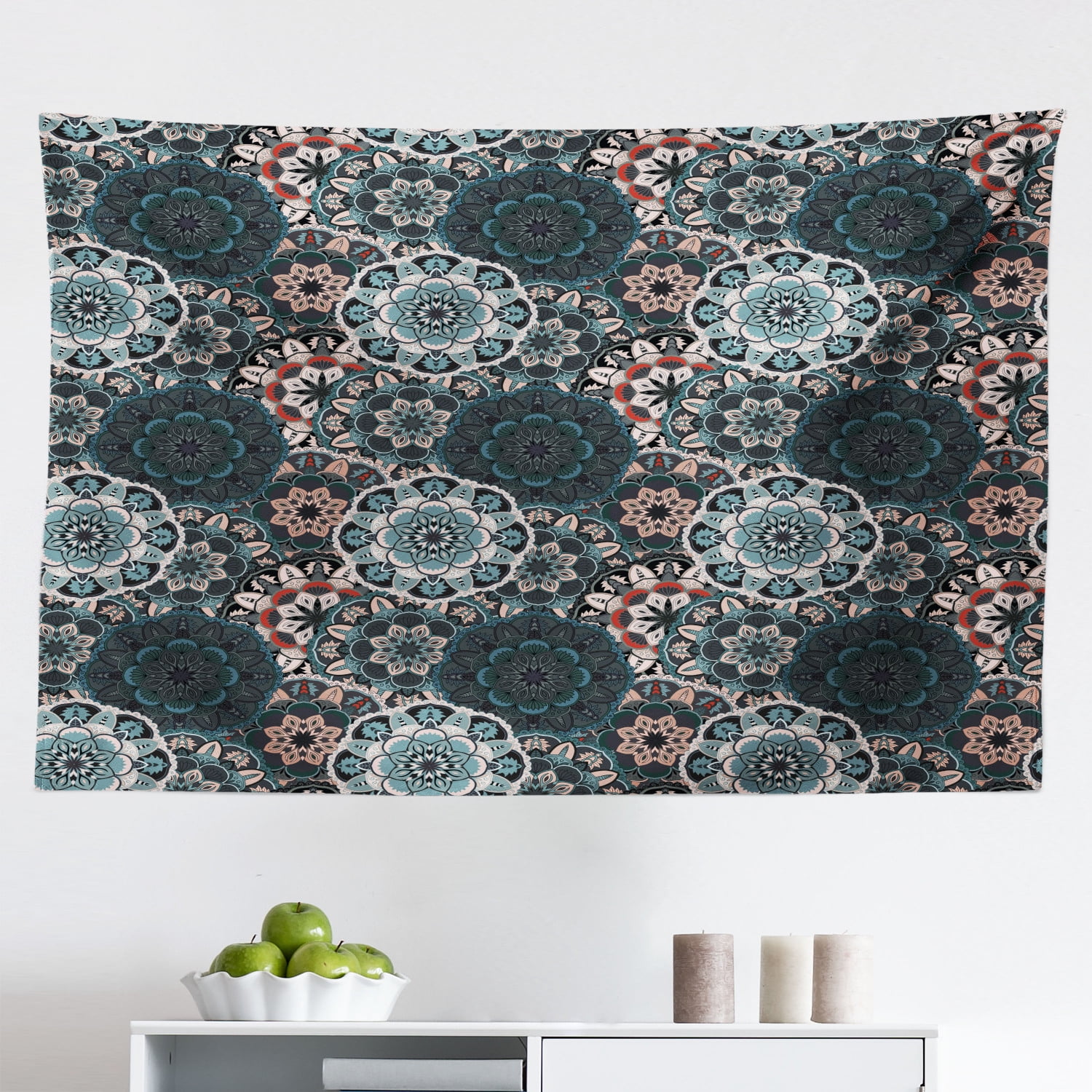 Floral Tapestry, Eastern Motif Flower Ornament Oriental Pattern ...