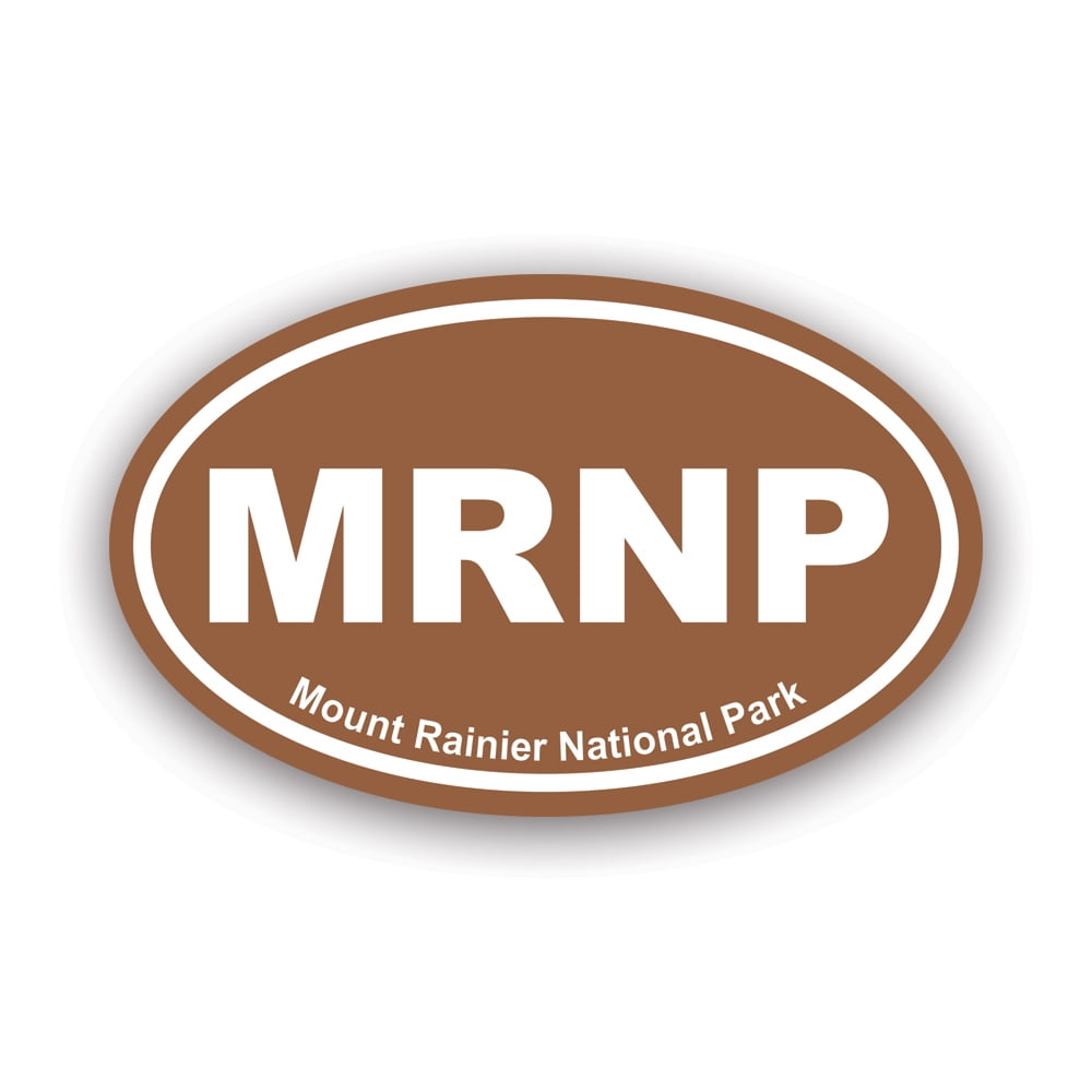 Mount Rainier National Park Brown Oval Sticker Decal - Self Adhesive ...