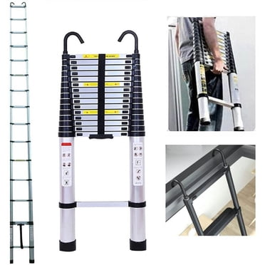 16.5FT Aluminum Telescoping Extension Ladder 330lbs Max Capacity ...