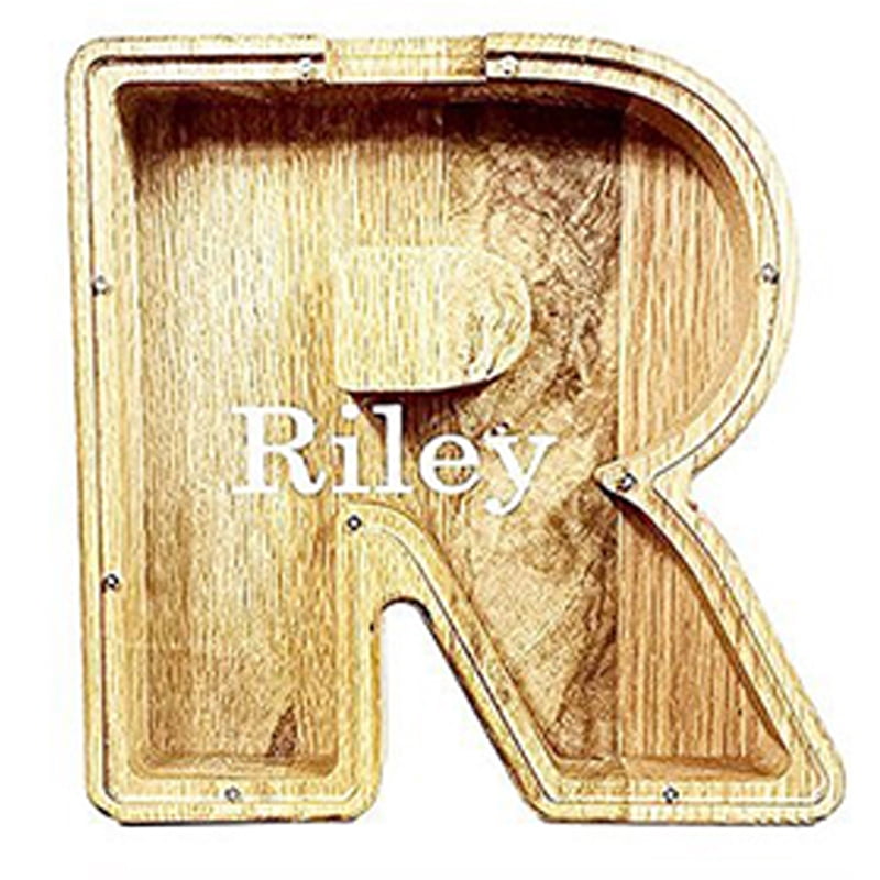 Wooden Monogram Piggy Bank Capital Letter Money Bank Initials Piggy ...