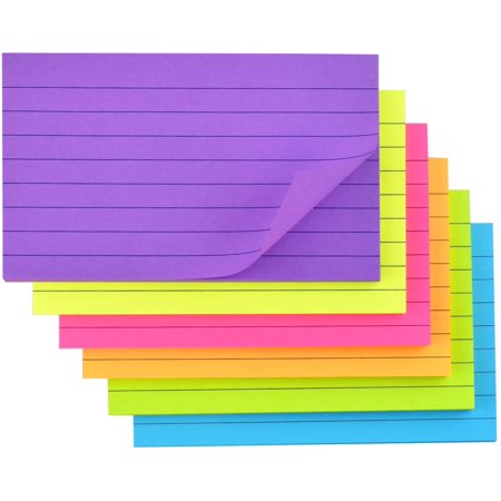 Lined Sticky Notes with Lines 3x5 Self-Stick Notes 6 Bright Color 6 ...