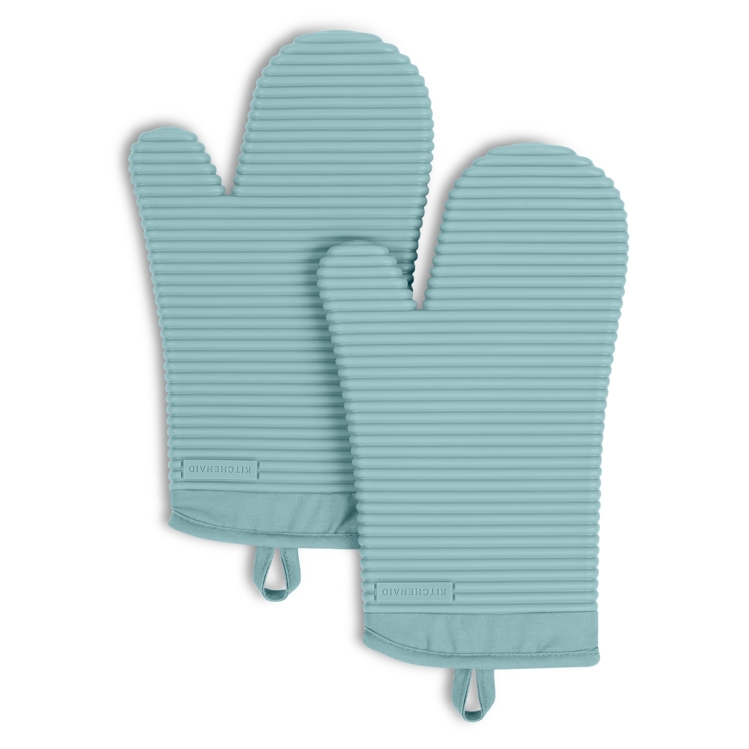 KitchenAid Ribbed Soft Silicone Oven Mitt 2-Pack Set, Mineral Water ...