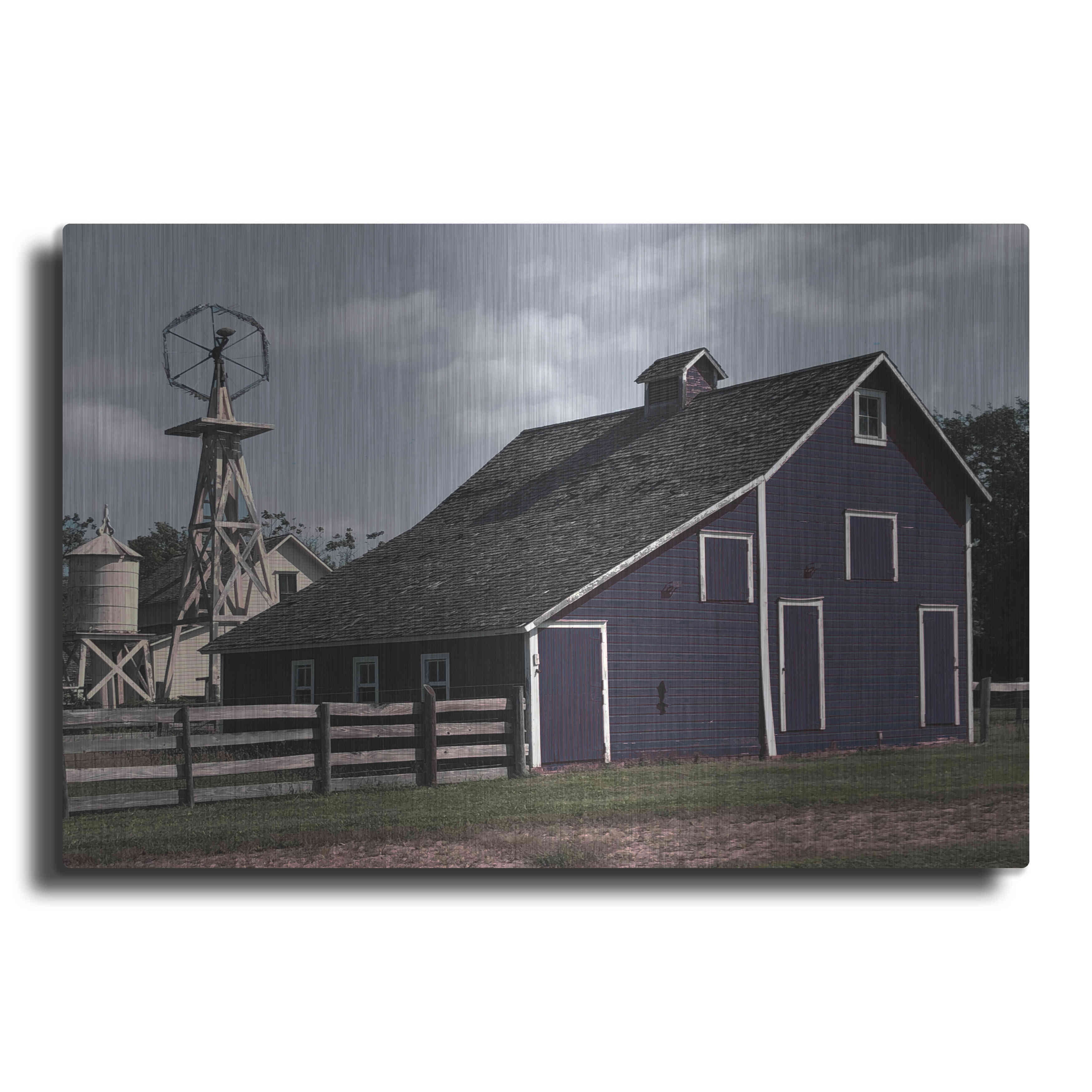 Luxe Metal Art 'Blue Barn' by Cindy Jacobs, Metal Wall Art, 36"x24 ...