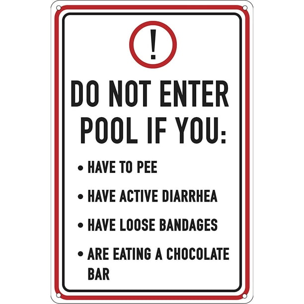 Do Not Enter Pool If 12" x 8" Funny Tin Sign Inappropriate Humor Gag ...