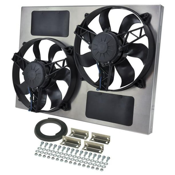 Derale 16833 Dual Radiator Fan with Aluminum Shroud Assembly - 12 in ...