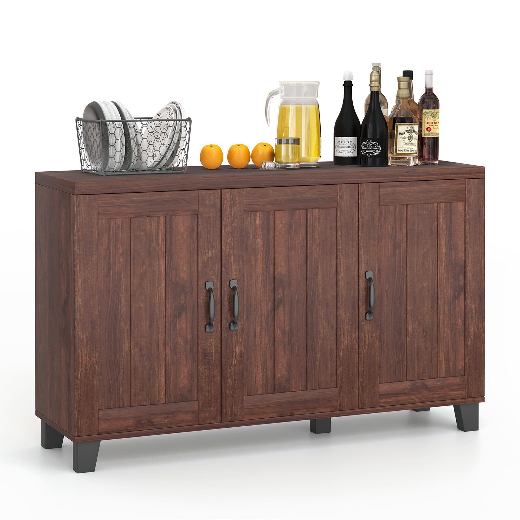 Costway 3-Door Buffet Sideboard Storage Credenza Cabinet Console ...