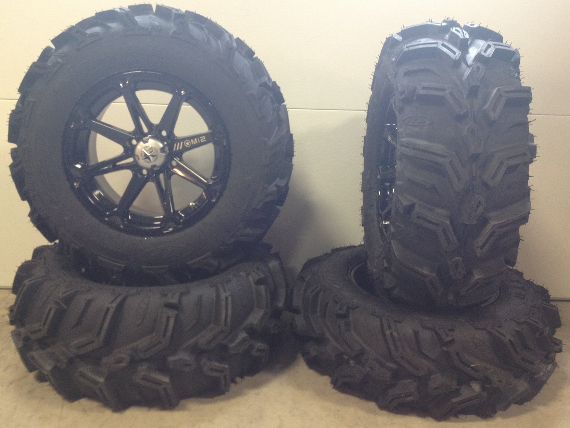 MSA Black Diesel 14" ATV Wheels 27" Mud Lite XTR Tires Honda Rincon ...