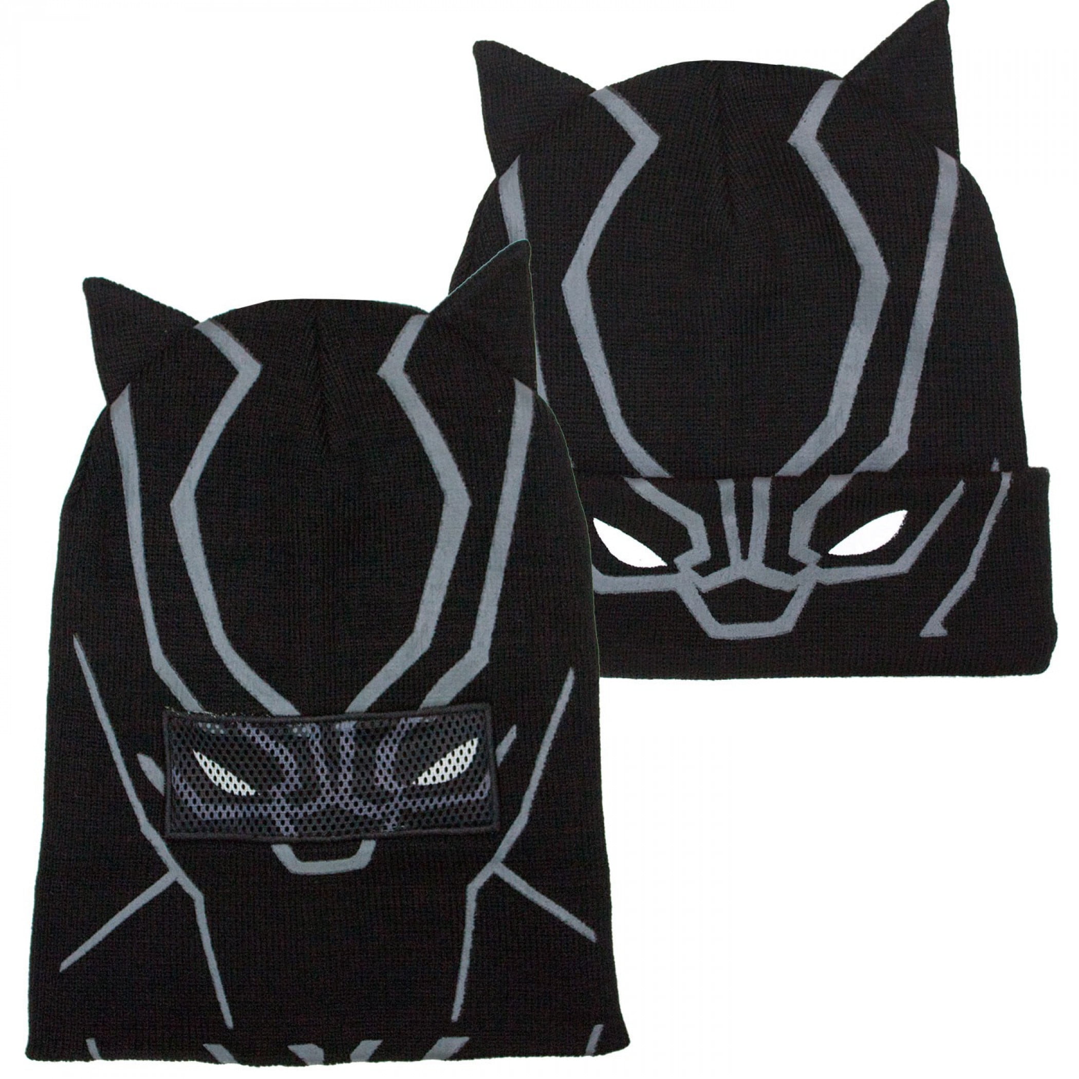 Black Panther 826020 Black Panther Face Costume Pull Down Mask Beanie ...