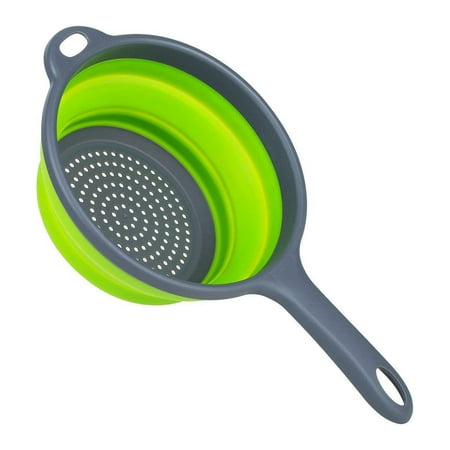 Collapsible Green Kitchen Colanders - Silicone Strainer Drainer Bowls ...