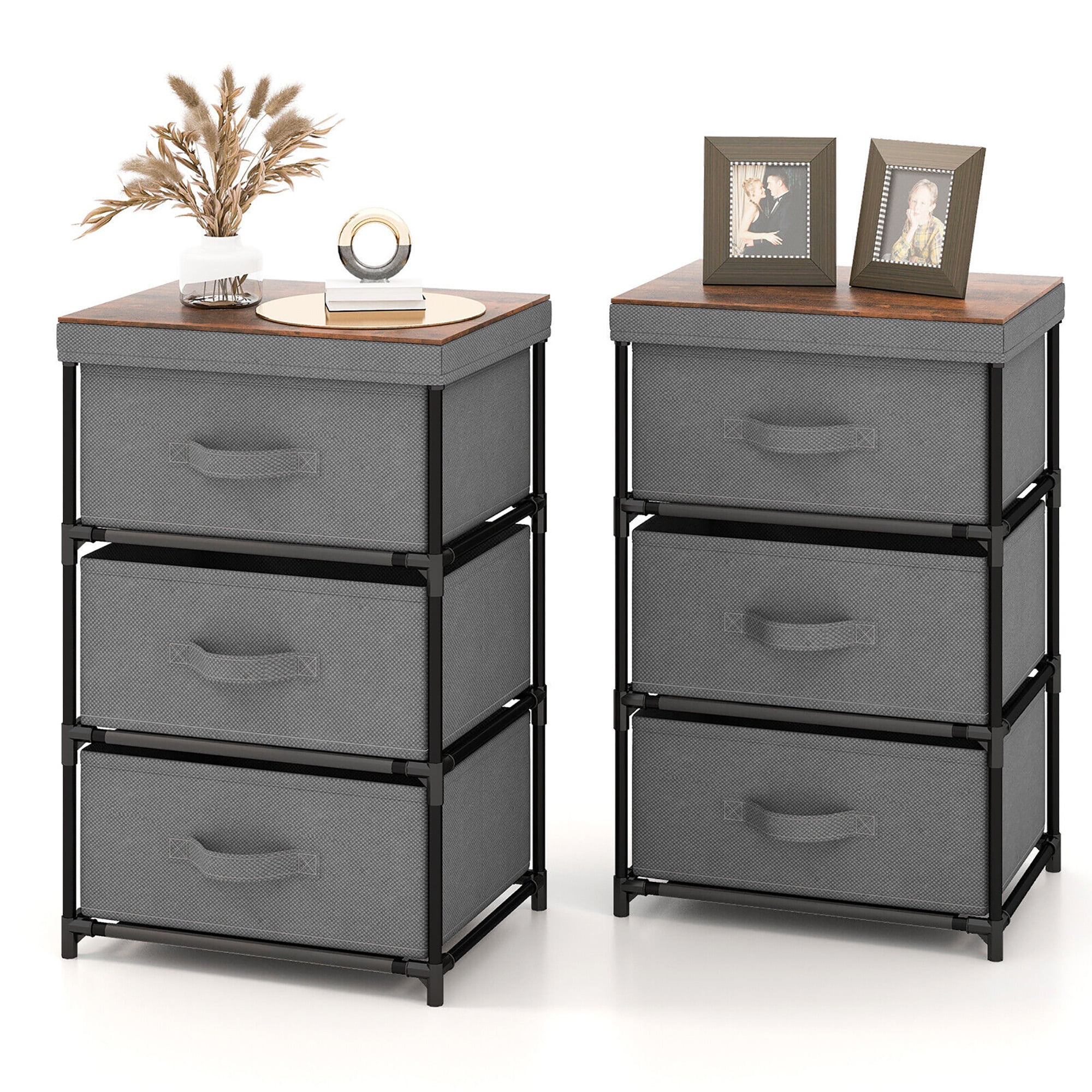 Click here for Gymax 2pcs 3 Drawers Dresser Fabric Storage Tower... prices