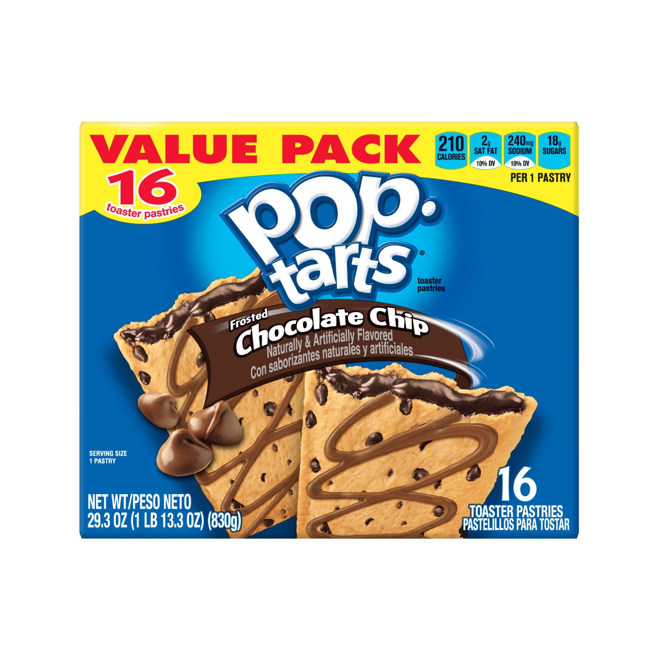 Pop-Tarts Drizzle Chocolate Chip Breakfast Toaster Pastries, 29.3 oz, 16 Count - Walmart.com